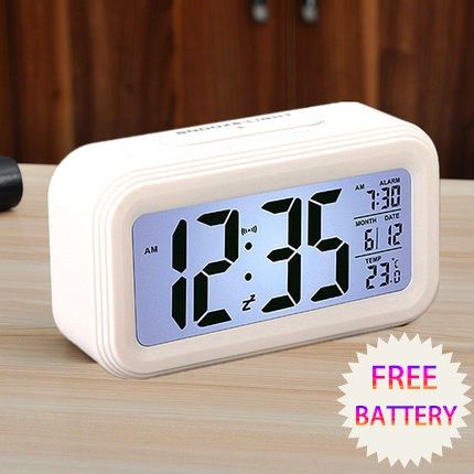 Digital Backlight LED Display Table Alarm Clock Snooze Thermometer ...