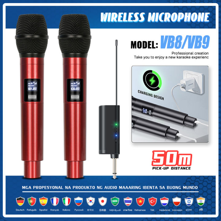 VB8/VB9 professional handheld wireless microphone UHF Ginagamit ito ng interface ng MIC 6.35MM ...