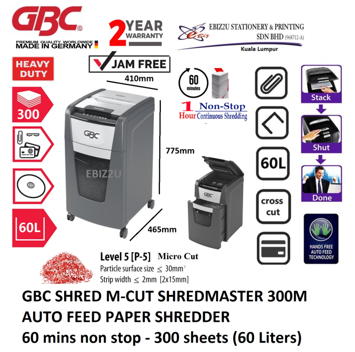GBC AUTO+ 300M Auto-Feed Paper Shredder Micro Cut - 300 sheets Auto ...