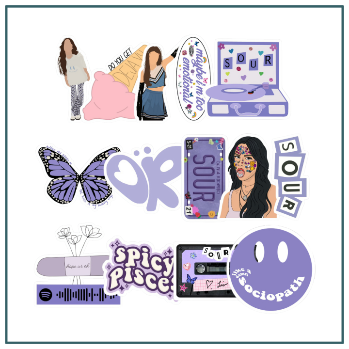 Olivia Rodrigo Sour Stickers | Laminated Waterproof Vinyl Stickers ...