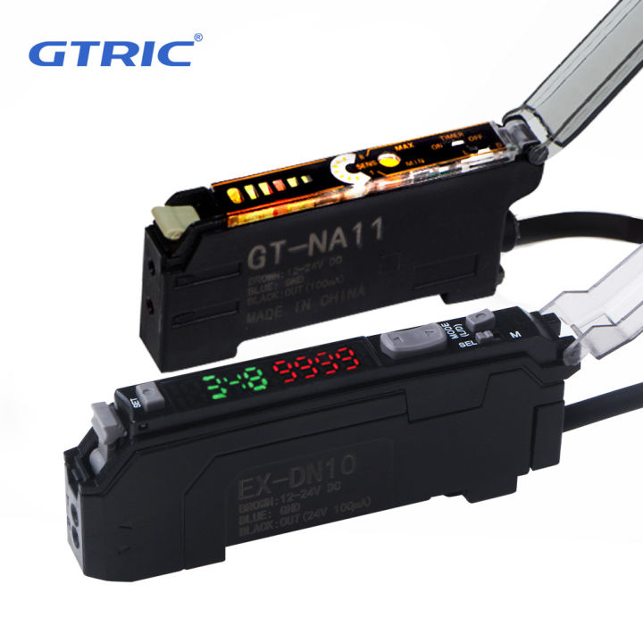 GTRIC Fiber Optic Sensor Amplifier High Precision 10-30V DC 3-wire NPN PNP NA11 Digital Display ...
