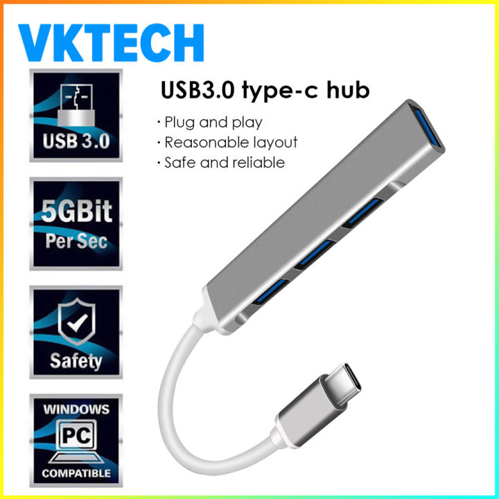 [Vktech] USB 3.0 Type-C Hub USB C Hub 4 Ports Multi Splitters Adapter ...