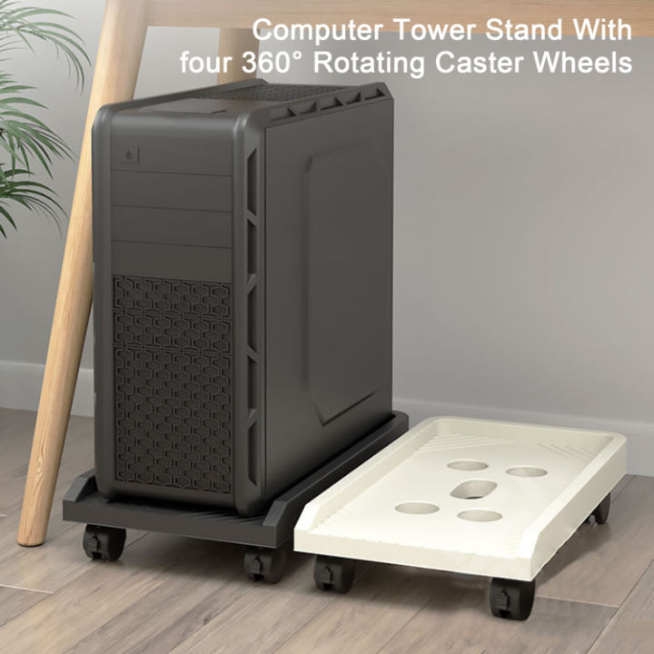 Desktop Tower Stand Under Desk PC Case Cart with Multiple Airing Holes ...