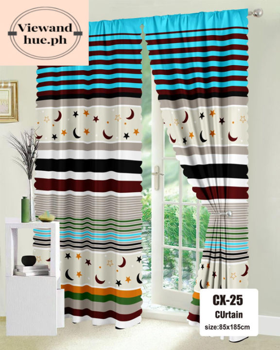 VIEW AND HUE 1PC 85X185 MOON AND STARS PRINTED CURTAINS CURTAINS ...