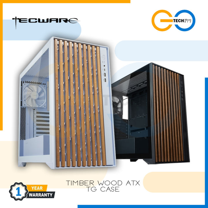 Tecware Timber Wood Front Panel Mesh ATX TG PC Case | Lazada PH