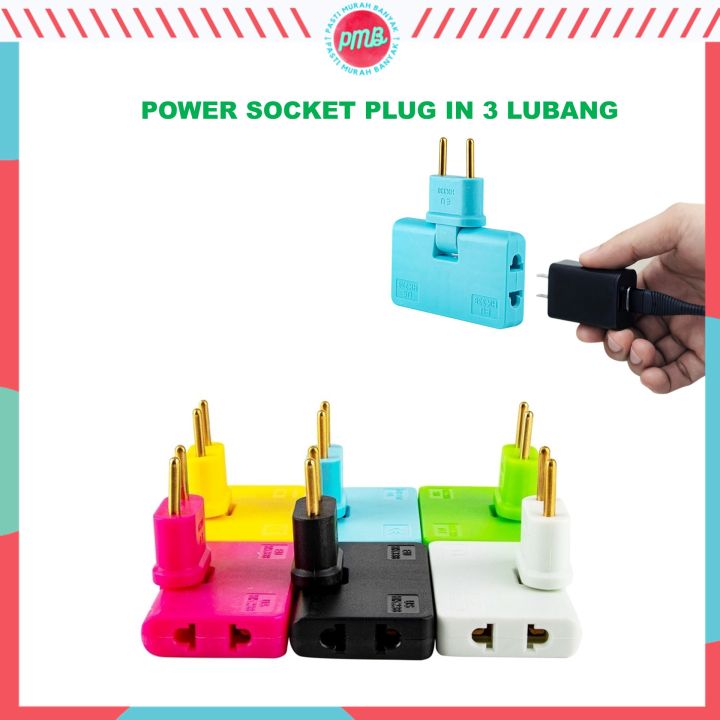 PMB Power Socket Plug in 3 Lubang Stop kontak Steker Lipat Colokan ...