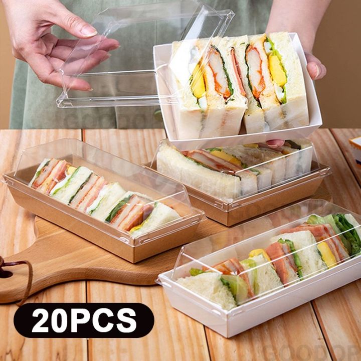 20PC Transparent cake sandwich box packaging sandwich gift box square ...