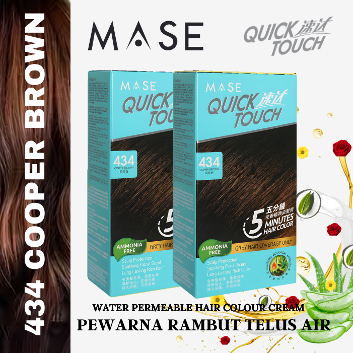(Pek 2 Unit) Quick Touch 5 Minit Pewarna Rambut 434 Coklat Tembaga | 5 ...