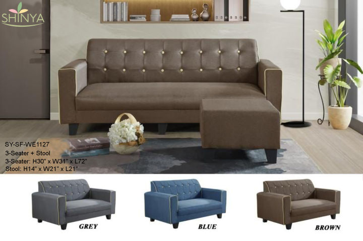 [Pre-order] 3 seater + stool Fabric Sofa | Lazada Singapore