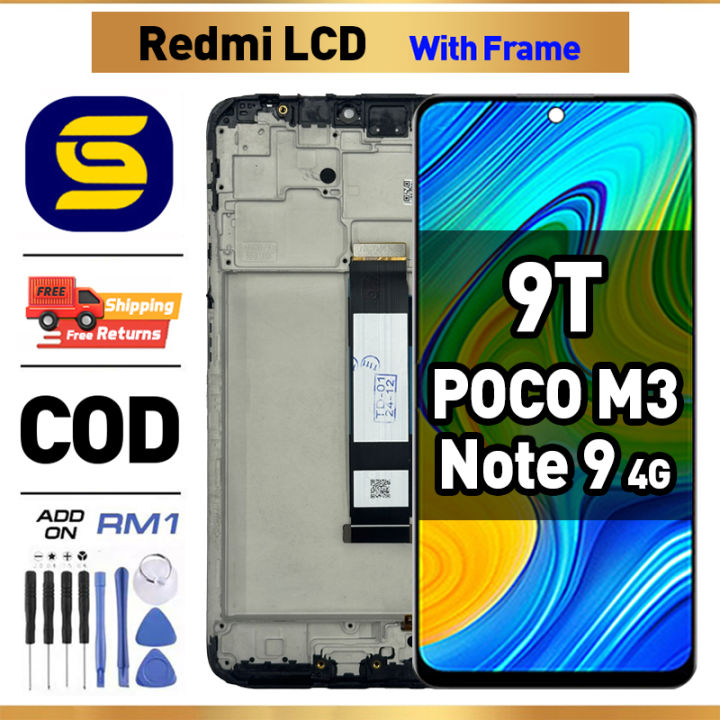 LCD with FRAME for Redmi 9T/ Note 9 4G/ poco M3 Compatible For Glass ...