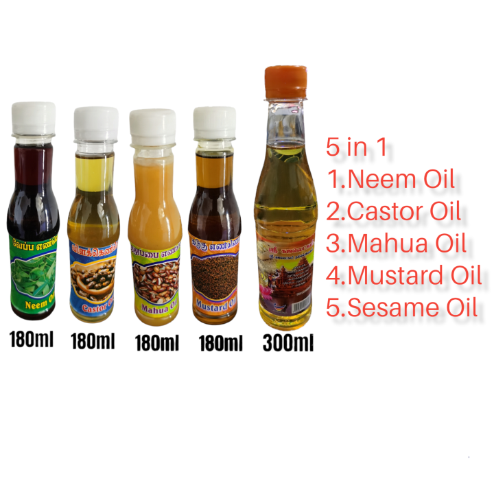 Indian Oil 5in 1 ¦ Neem Oil ¦ Castor Oil ¦ Mahua Oil ¦ Mustard Oil ...