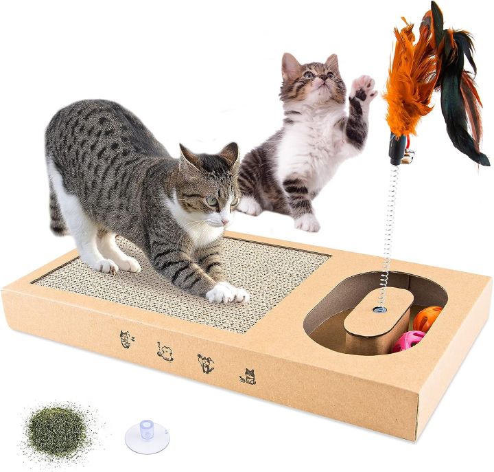 3 in 1 Cat Scratcher Cardboard with Rectangle Cat Scratch Pad ...