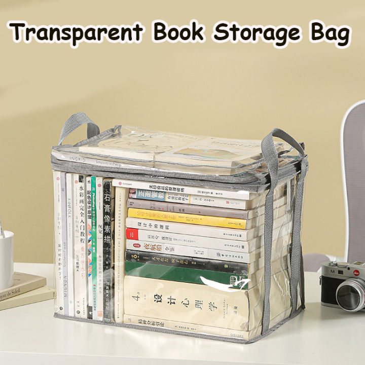 Portable Transparent Book Storage Bag Collection Stackable Case with ...