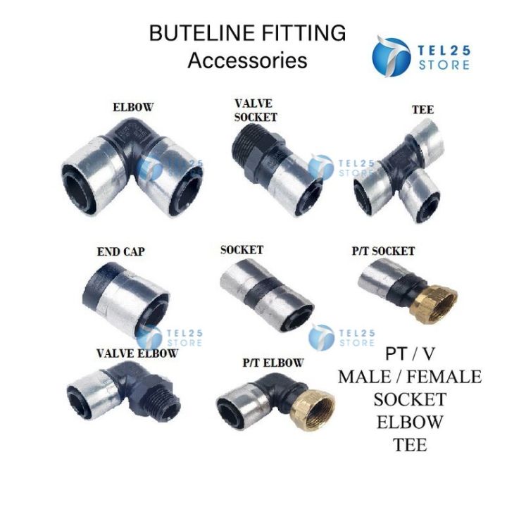 [ 1 UNIT ] BUTELINE PT socket elbow tee V female male FITTING Fitting ...