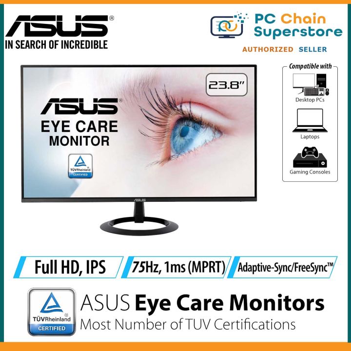 ASUS VZ24EHE Frameless Slim Eye Care Monitor – 23.8" Full HD IPS | 75Hz ...