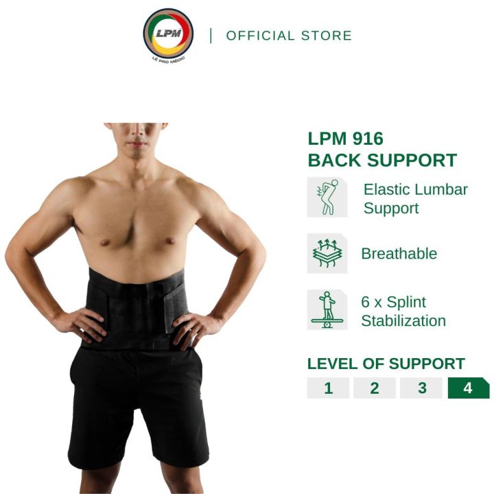 LPM Back Support 916 Lumbar Back Support with 6 Splint Adjustable Waist ...