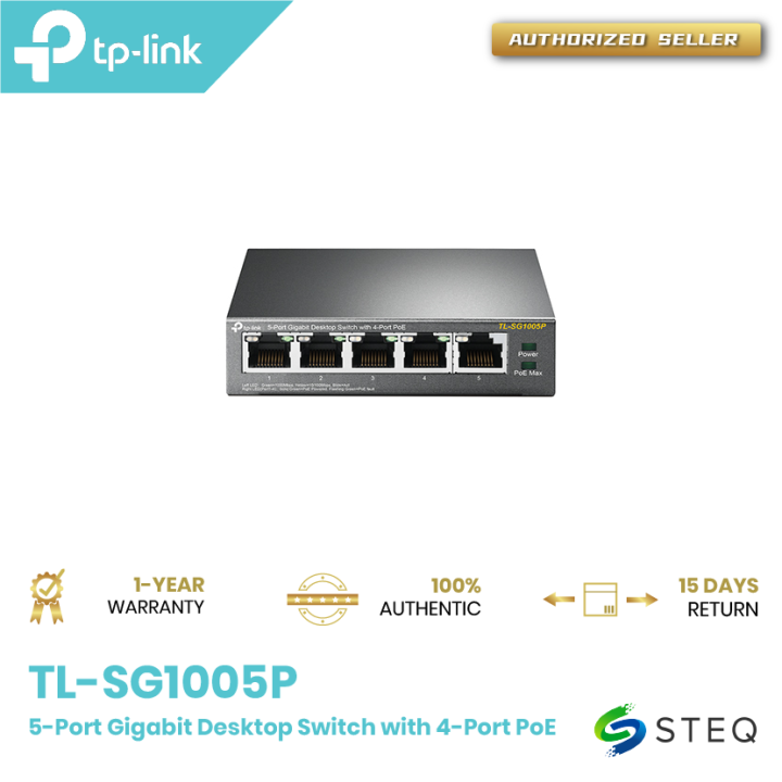 STEQ TP-Link TL-SG1005P 5 Port Gigabit Desktop Switch with 4 Port PoE | Lazada PH