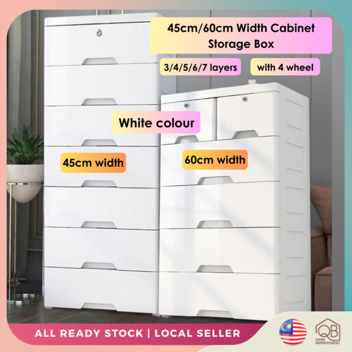 Plastic Storage Drawer cabinet almari baju Width 45/60 cm White drawer ...