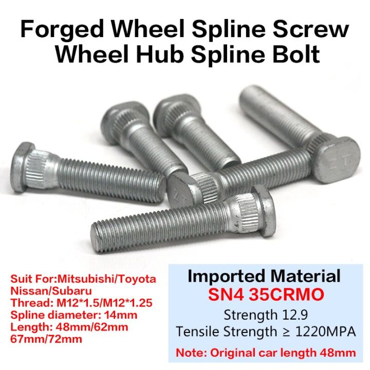 5Pieces Forged Wheel Hub Spline Bolt Screw 12X1.5 12X1.25 Length 48/62 ...