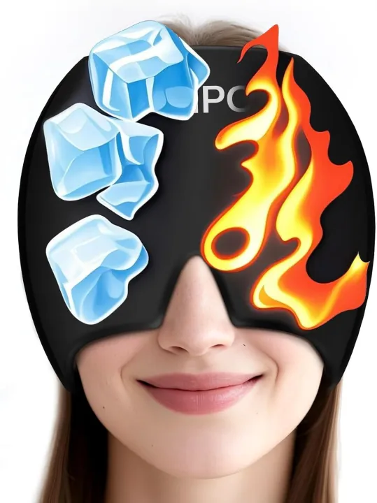 Migraine Relief Cap,Headache Relief Cap Ice Pack Mask, Cold Eye Face ...