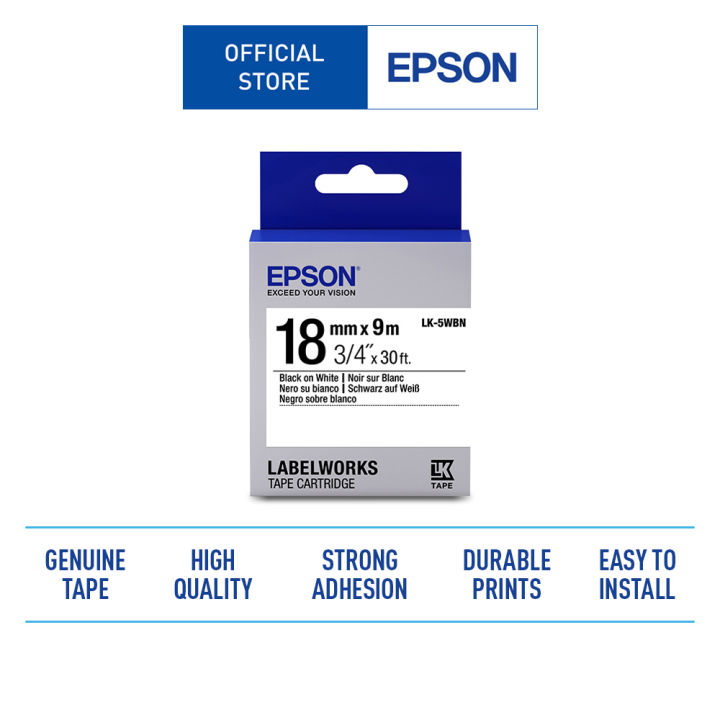 Epson LK-5WBN - 18MM BLACK ON WHITE TAPE | Lazada PH