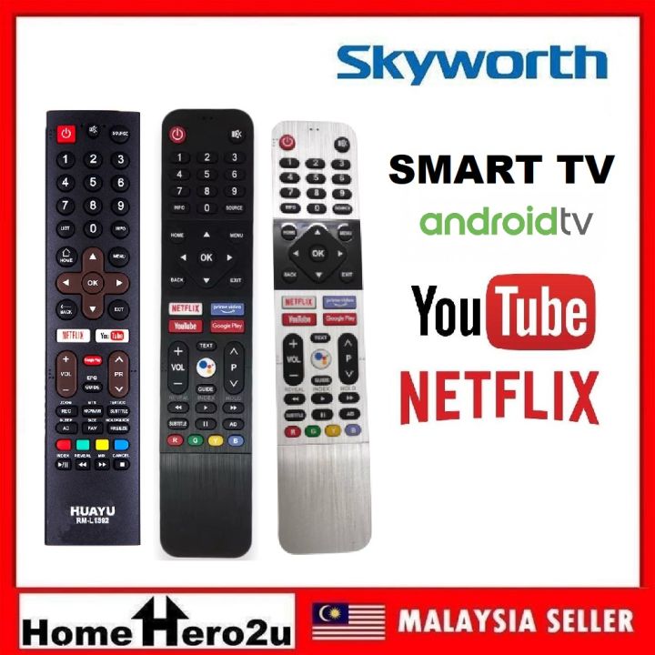Skyworth LCD/LED Remote Control Replacement for Smart Android TV Netflix Youtube Google ...