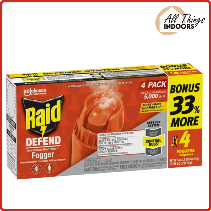 Raid Concentrated Deep Reach Roach Insect Killer & Fogger, 1.5 fl oz, 4 ...