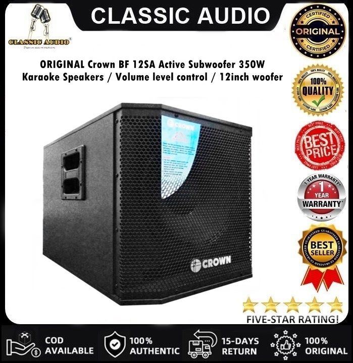 ORIGINAL Crown BF 12SA Active Subwoofer 350W Karaoke Speakers / Volume ...