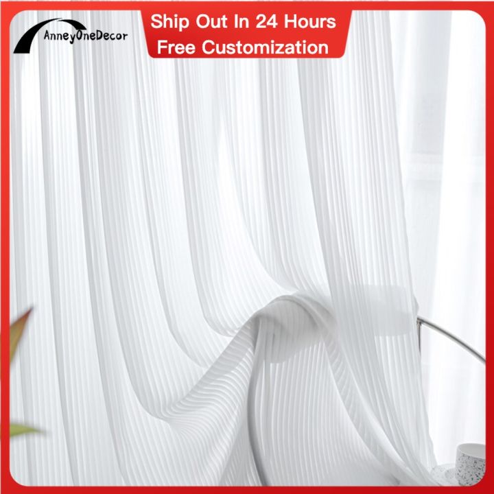 AnneyOneDecor Solid Pure White Panels Vertical Sheer Window Curtains ...