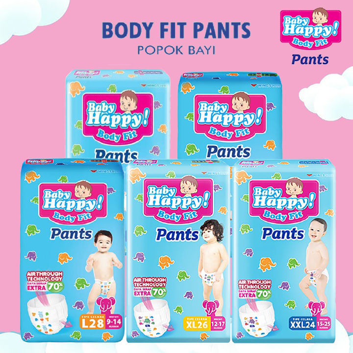 Popok Baby Happy Pants S40/M32/L28/XL26/XXL24 - Kids Baby Shop | Lazada Indonesia