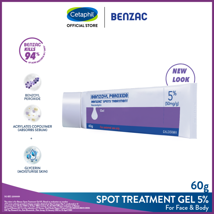 BENZAC Spots Treatment 5% 60g [Anti-Acne / Pimple Gel Cream with ...