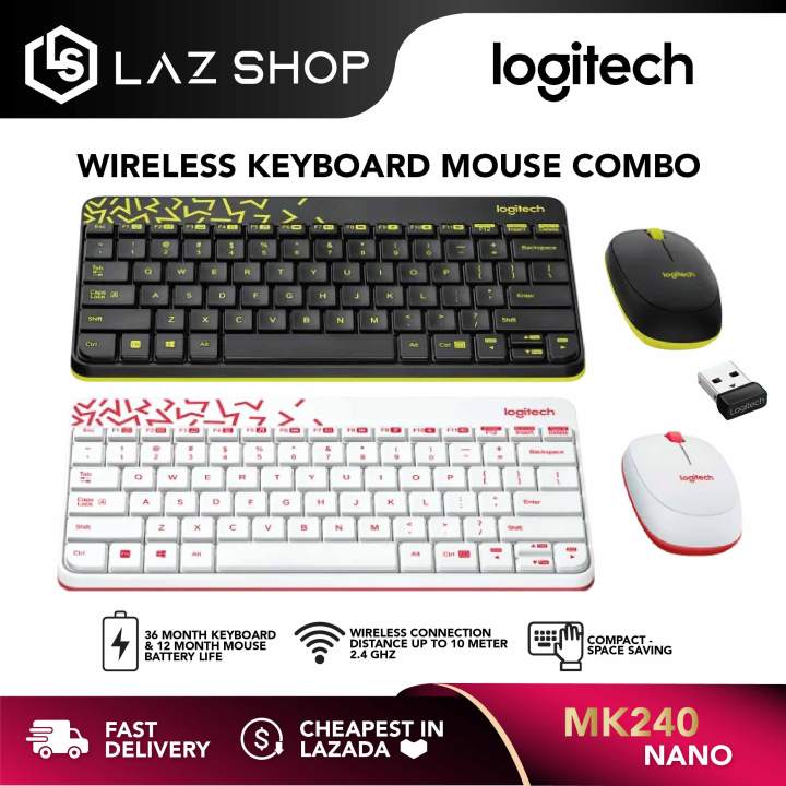 Logitech Wireless Keyboard Mouse Combo MK240 Nano | Black/Chartreuse ...