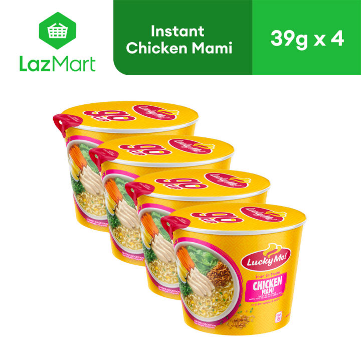 Lucky Me! Go Cup Mini Pinoy Chicken Instant Noodle Soup 39g - Pack of 4 ...