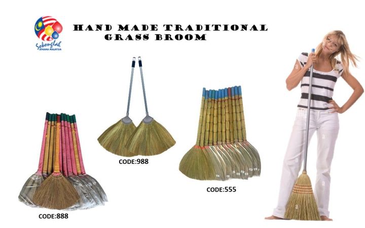 Hand Made Broom / Rattan handle broom Paddy broom penyapu jerami ...