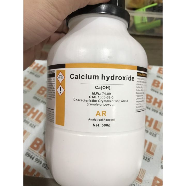 Calcium hydroxide Ca(OH)2 canxi hidroxit tinh khiết lọ khối lượng 500g ...
