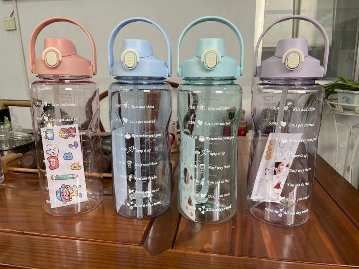 Botol motivasi Transparan Bening 2 Liter - Botol Minum Viral + Sticker ...