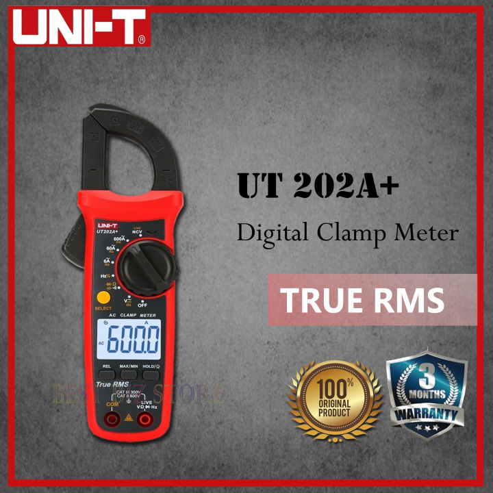 UNI-T UT202A+ AC/DC True RMS Digital Clamp Meter 600A | Lazada
