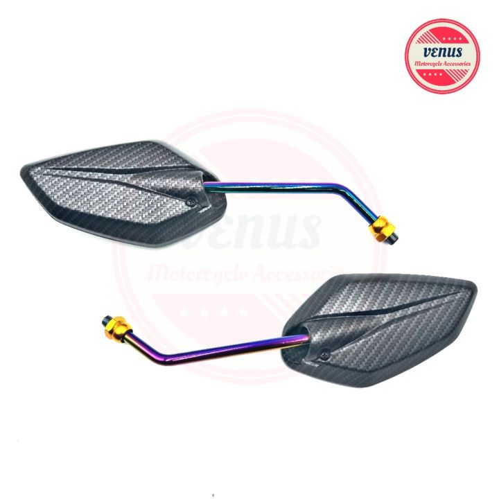 UNIVERSAL CARBON SIDE MIRROR TITANIUM LONG Side Mirror For Motorcycle ...