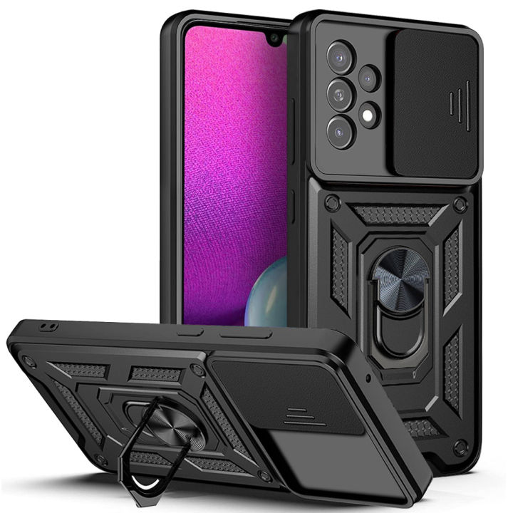 Galaxy A53 5G Case, WindCase Rugged Armor Protection Case with Slide Camera Cover & Ring Holder ...
