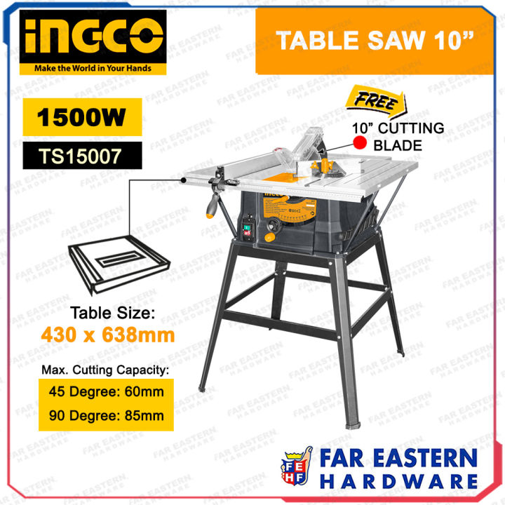 INGCO Table Saw 10" 1500W TS15007 w/ Cutting Blade INPTCD | Lazada PH