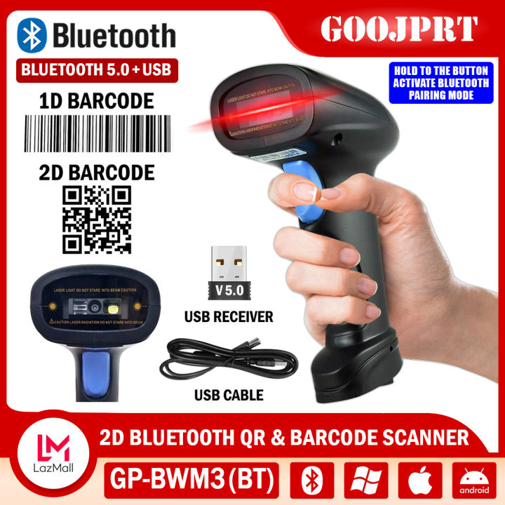 GOOJPRT GP-BWM3 1D 2D QR Codes Portable Wireless Bluetooth Barcode ...