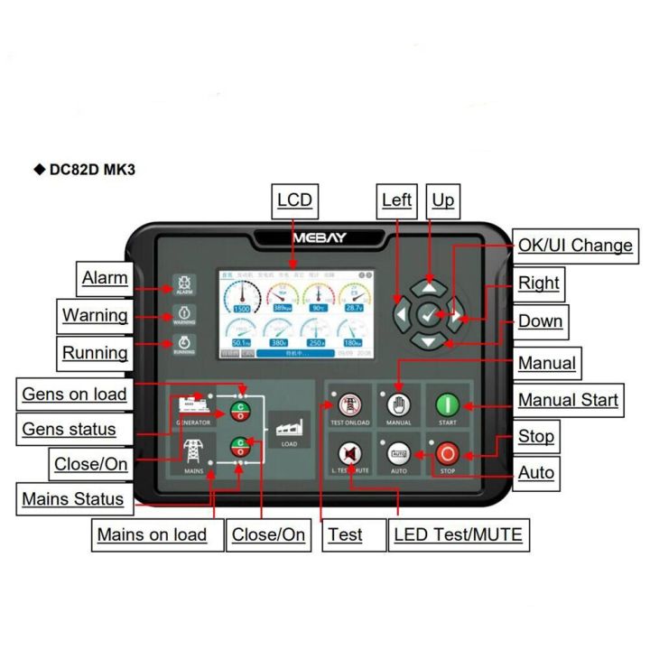 DC80D DC82DR MK3 AMF Start Stop Diesel Generator Controller Module LCD Display RS485 PC ...