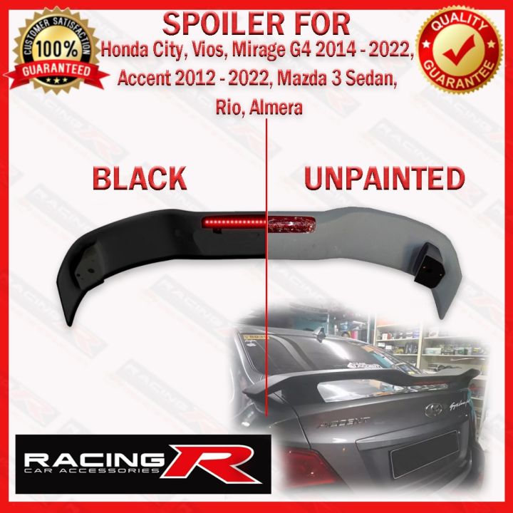 Modulo Style Spoiler [ Black / Unpainted ] for Honda City, Vios, 2014 ...