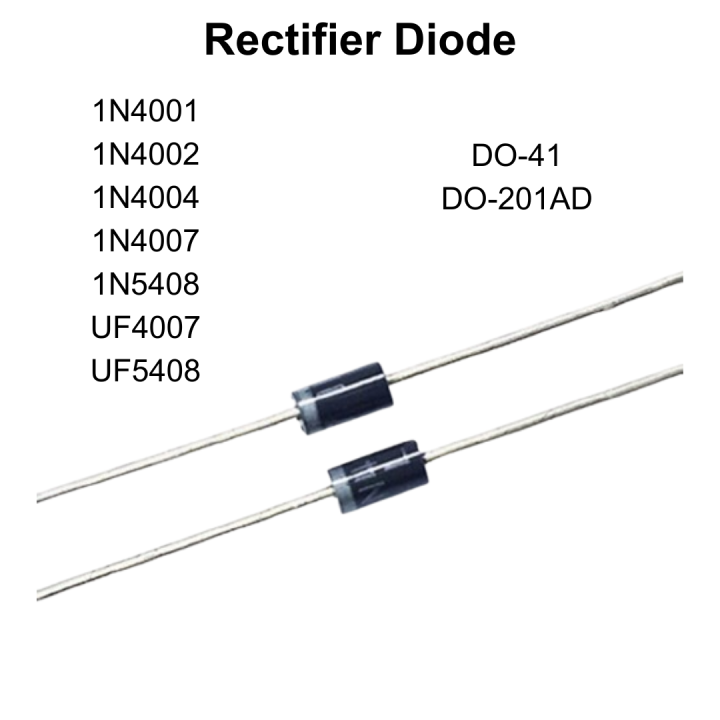 1N4007, UF4007, 1N4001, 1N4004, 1N5408 General Purpose Rectifier Diode DO-41 DO-201AD, IN4001 ...