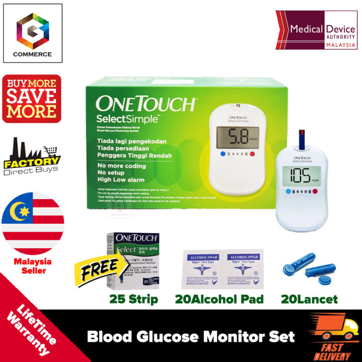 Onetouch Select Glucometer Set / Test Strip 25s Blood Glucose Monitor ...