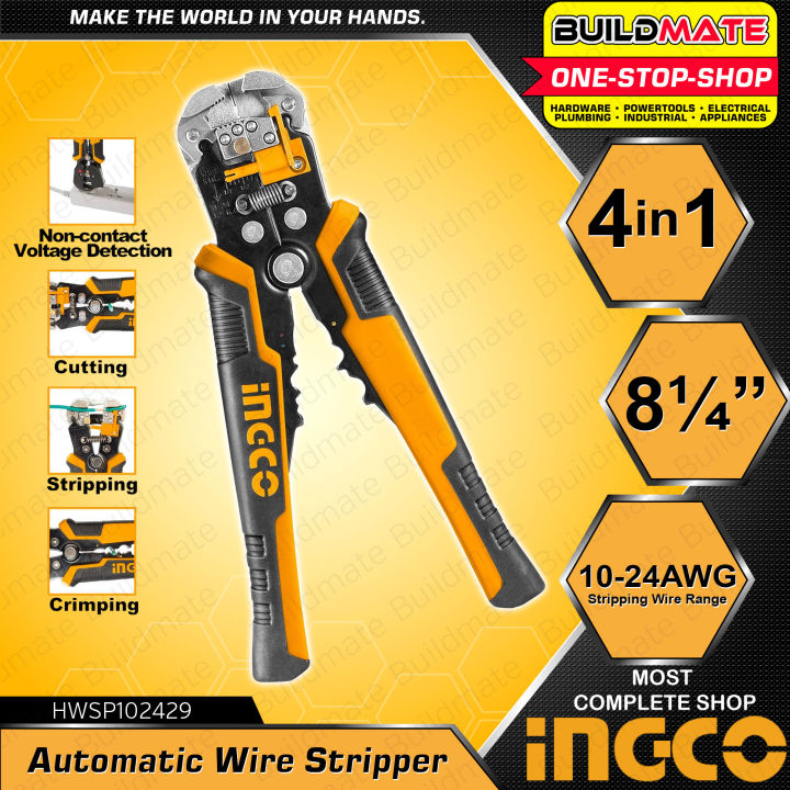 INGCO Automatic Wire Stripper Cutting Crimper 8 1/4" Inch Voltage ...