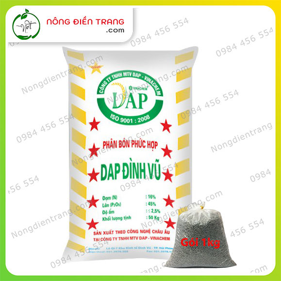 Phân bón DAP Đình Vũ Hạt Đen - Gói 1kg chiết từ bao 50kg - DAP Tiêu ...