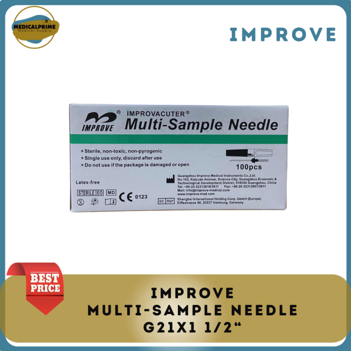 Multi Sample Needle Gauge 21 x 1 1/2 (1BOX -100pcs) IMPROVE Brand | Lazada PH