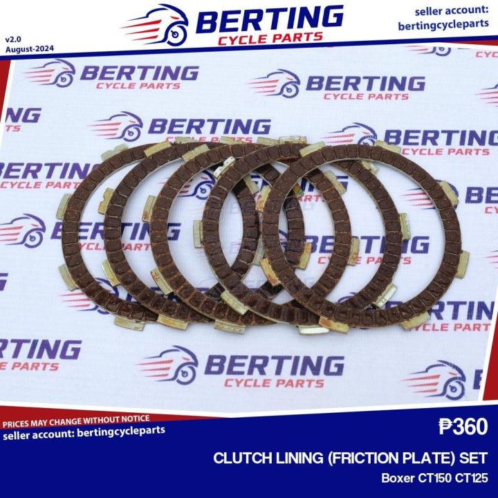 CLUTCH LINING (FRICTION PLATE) SET Boxer CT150 CT125 Genuine 36PF0009 ...