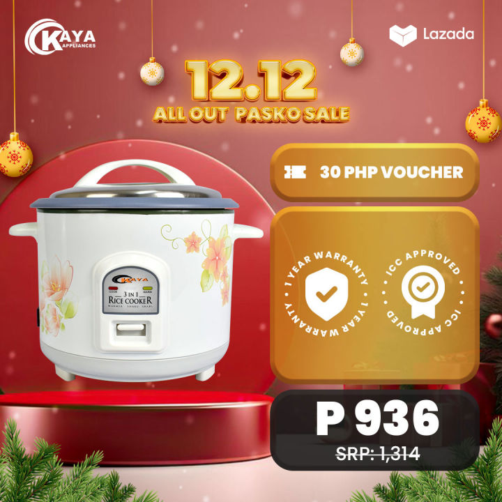 Kaya KY-12K Cylinder Rice Cooker - 3 in 1 Multi-cooker, 500W, 1.2Liters ...